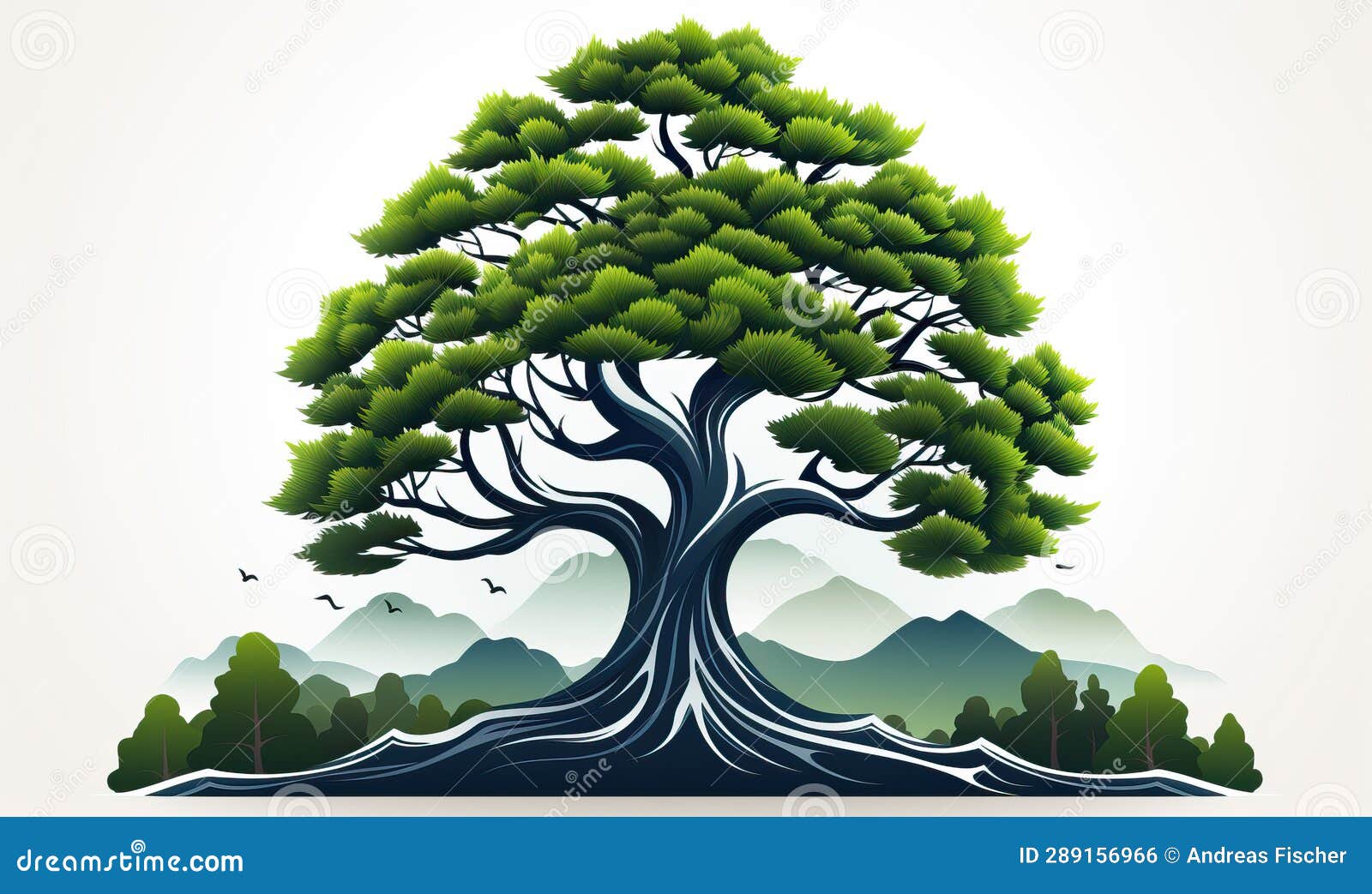 Abstract Tree with Leaves on a White Background Close-up. Stock Photo ...