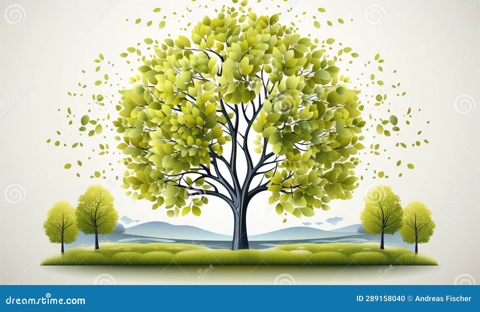 Abstract Tree with Leaves on a White Background Close-up. Stock Photo ...