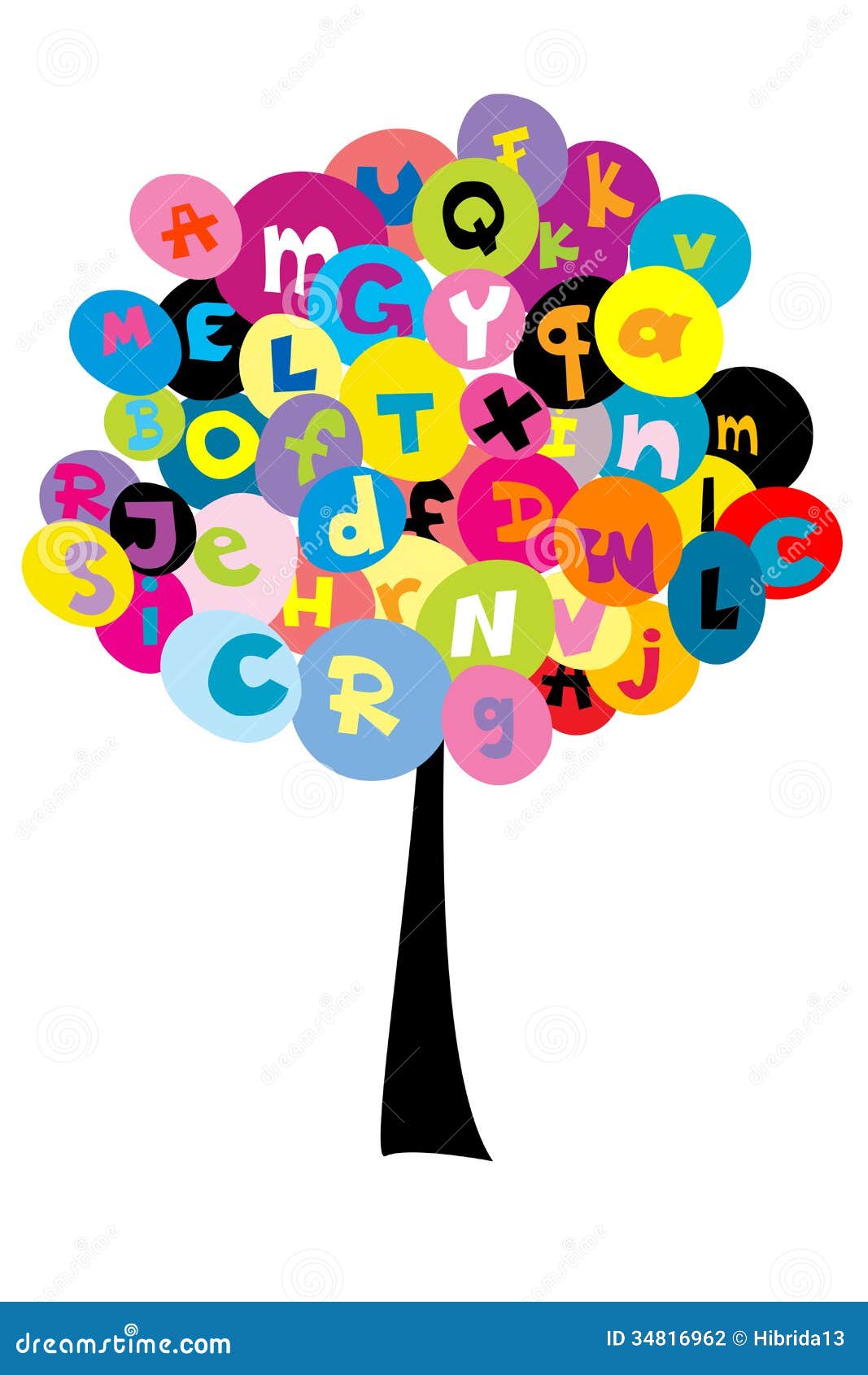 Abstract Tree with the Letters of Alphabet Stock Illustration ...