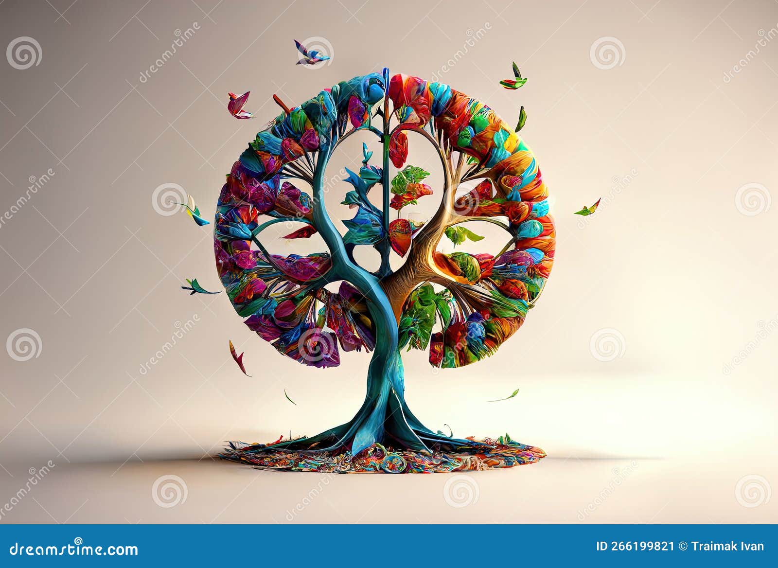 Abstract Tree of Life on a Colored Beige Background Stock Illustration ...