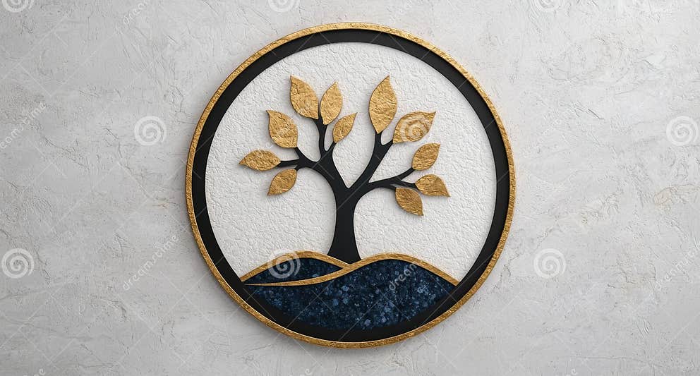 Abstract Tree of Life Design in Round Frame Stock Illustration ...