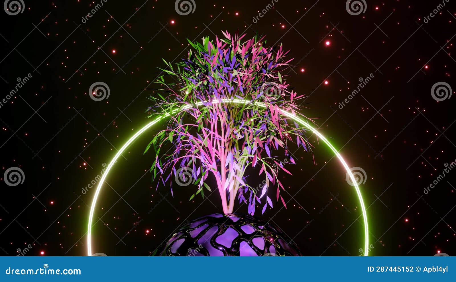 Abstract Tree of Life with Roots on Earth Planet and Circle. Seamless ...
