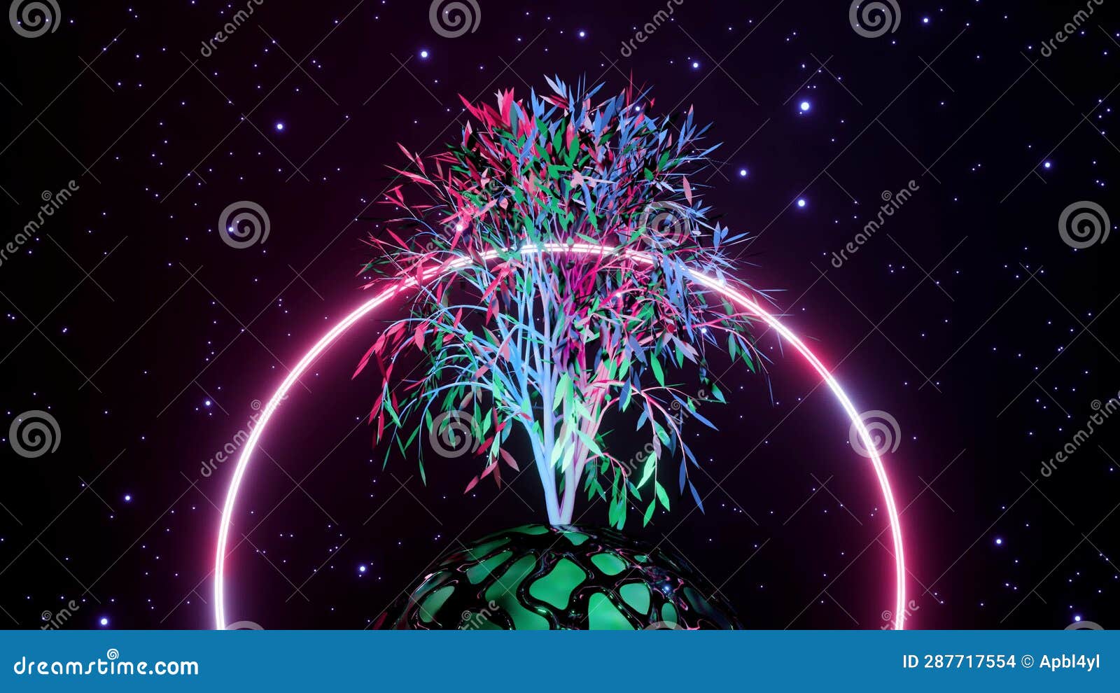Abstract Tree of Life with Roots on Earth Planet and Circle. Seamless ...