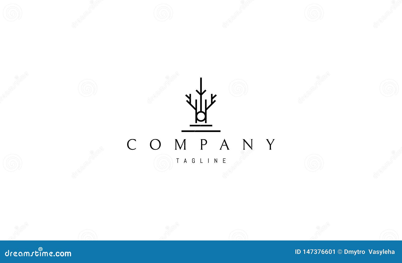 Abstract Tree Line Black Vector Logo Design Stock Vector - Illustration ...