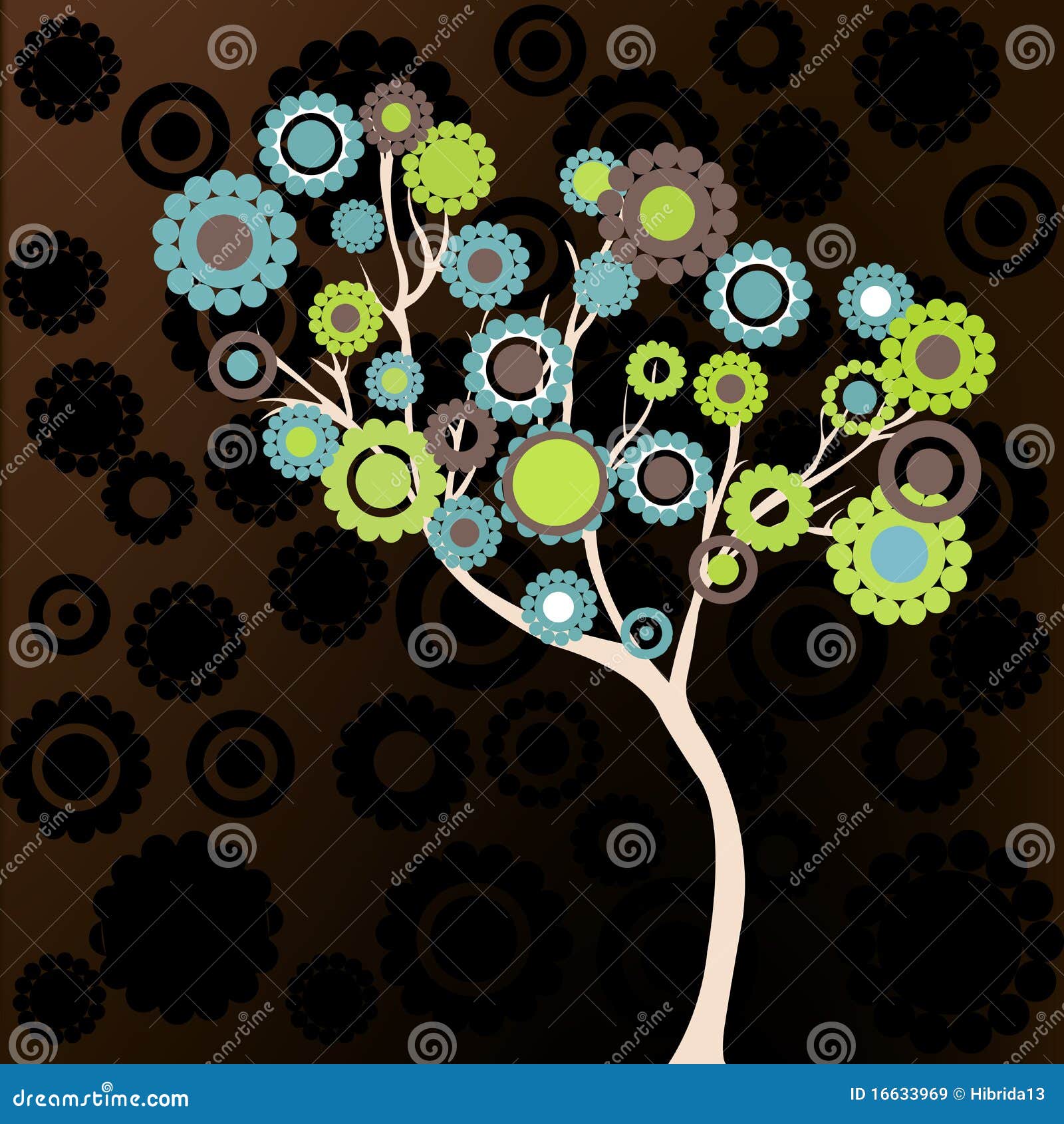 Abstract Tree Made of Circles Stock Illustration - Illustration of card ...