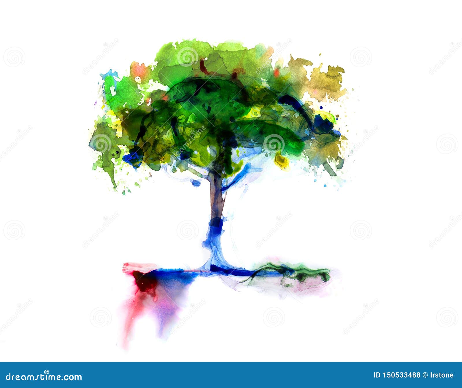 Abstract Tree Made of Watercolour Effects, Trees in Park Illustration ...