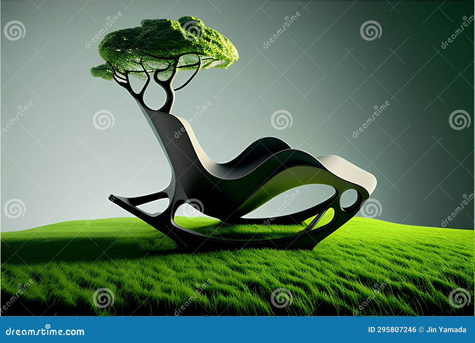 Abstract Tree in a Modern Chair on a Green Meadow. Vector Illustration ...