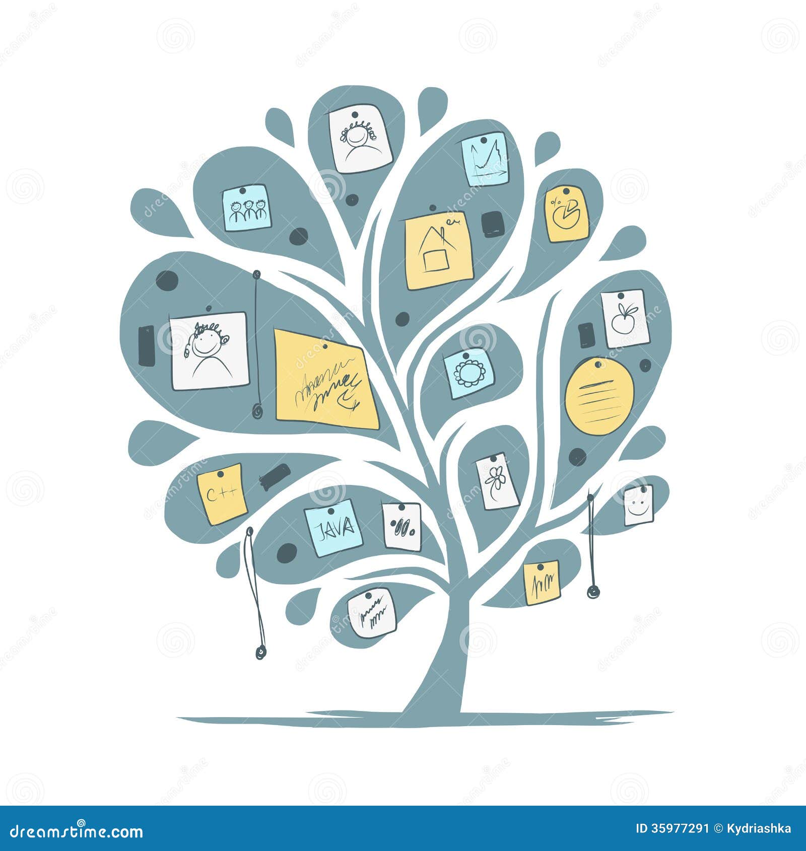 Abstract Tree with Notes for Your Design Stock Vector - Illustration of ...