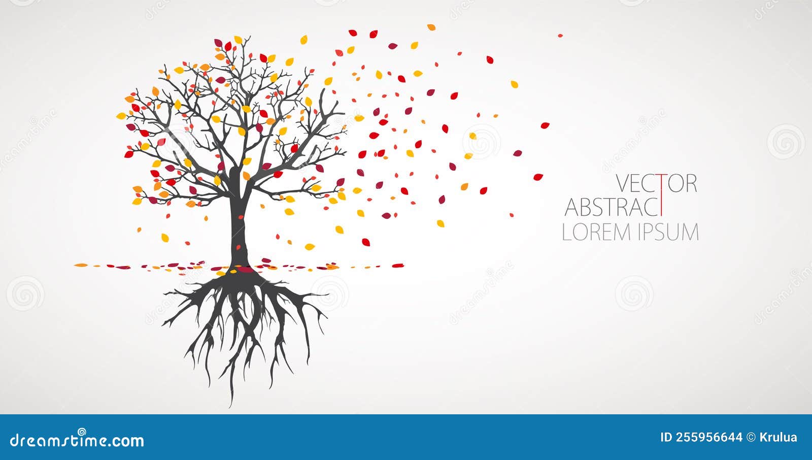 Abstract Tree with Roots. Vector Outline Illustration Stock Vector ...