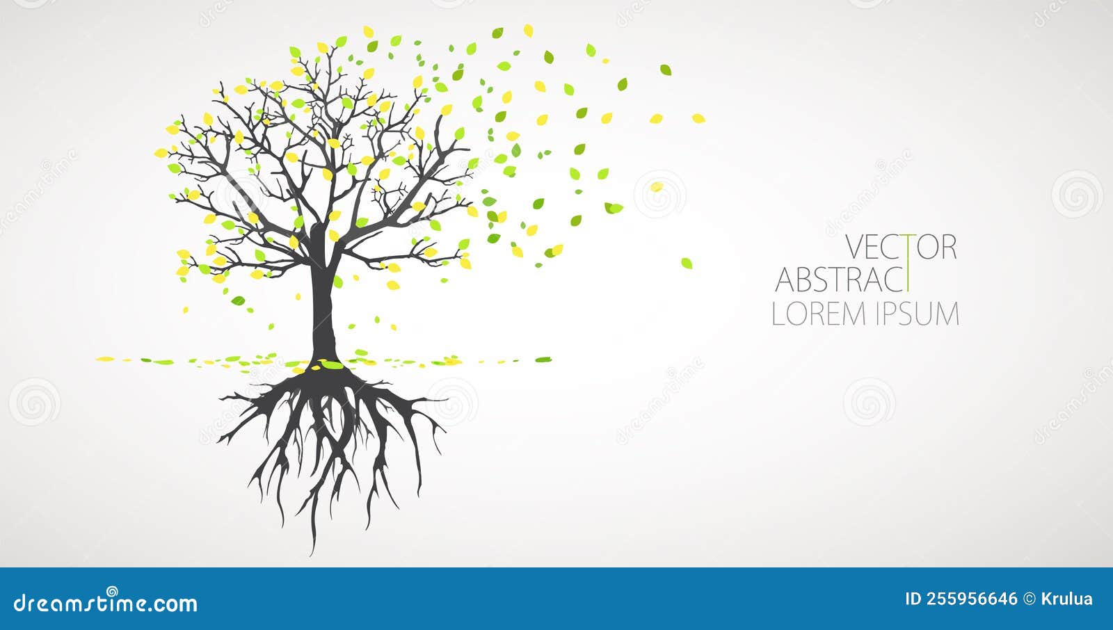 Abstract Tree with Roots. Vector Outline Illustration Stock Vector ...