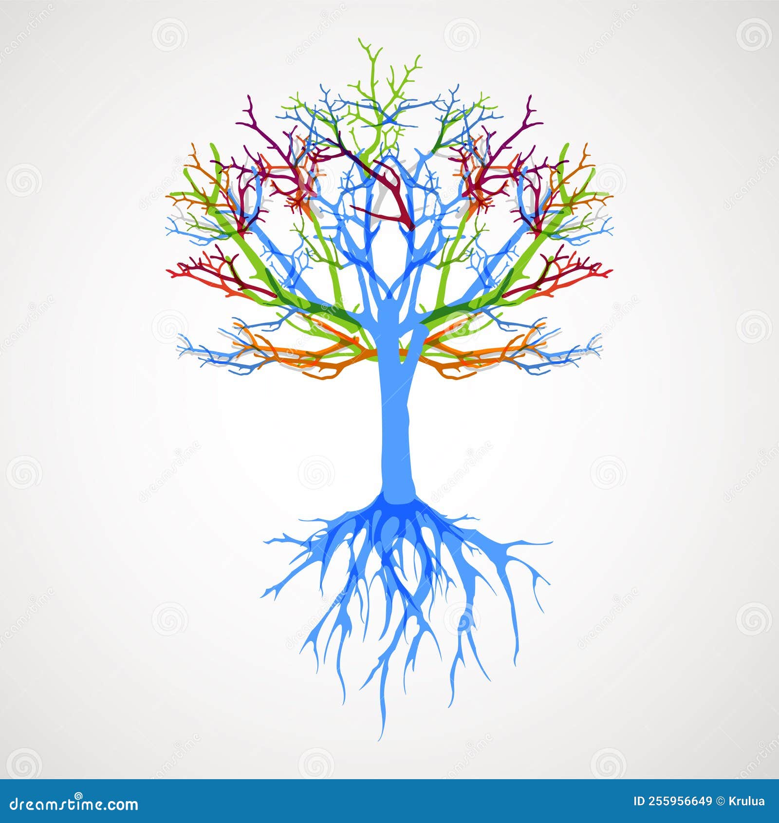 Abstract Tree with Roots. Plant in Garden Stock Vector - Illustration ...