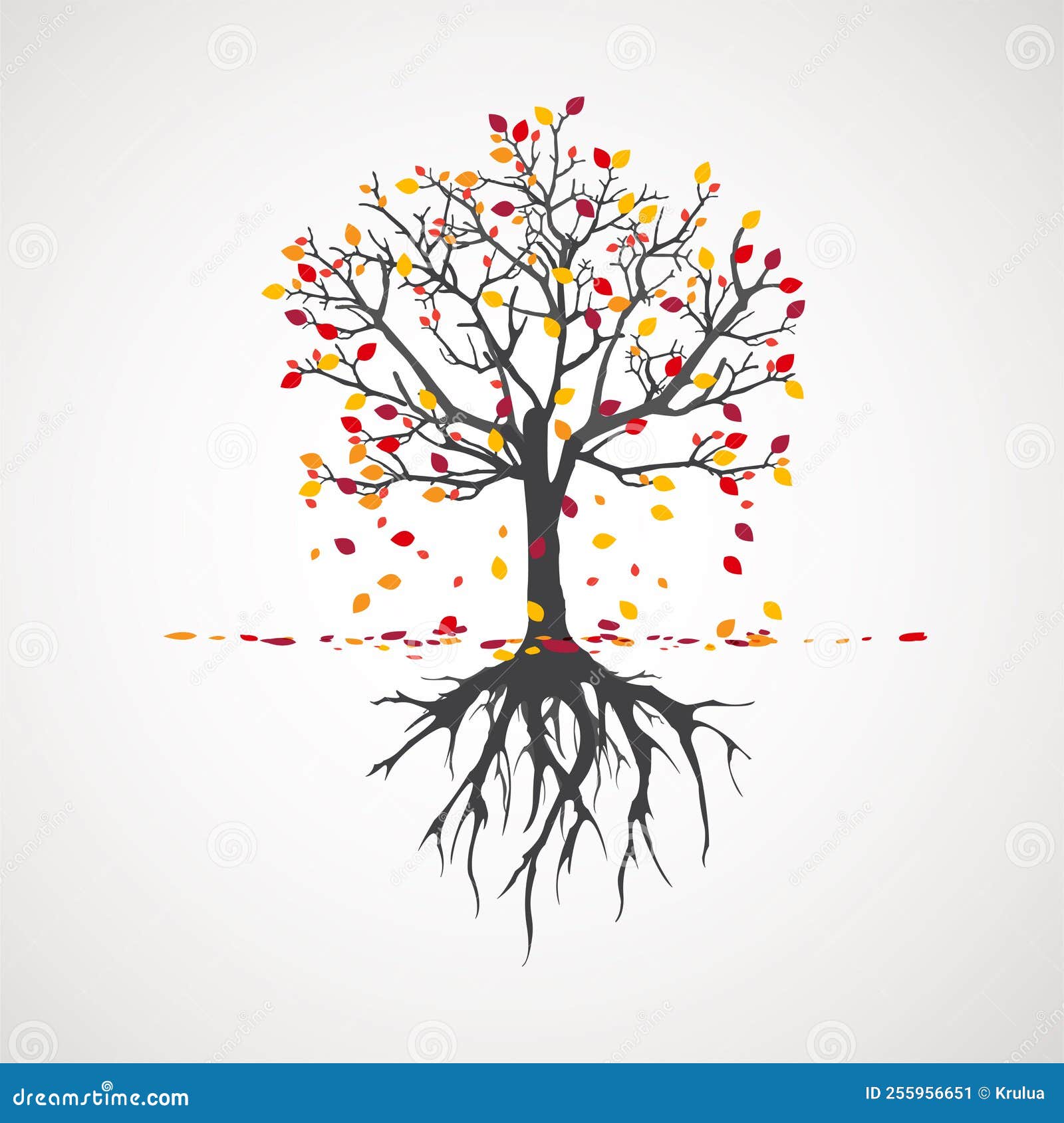 Abstract Tree with Roots. Plant in Garden Stock Vector - Illustration ...