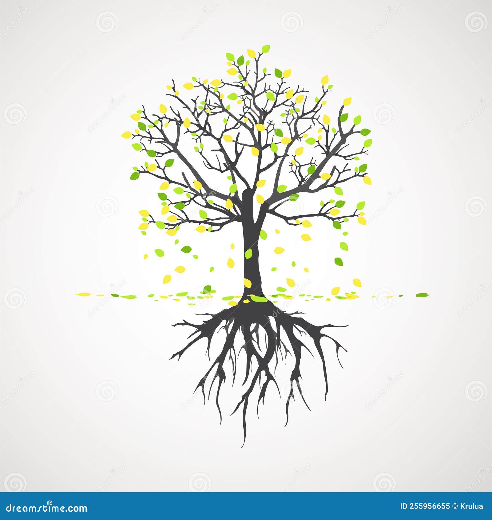 Abstract Tree with Roots. Plant in Garden Stock Vector - Illustration ...