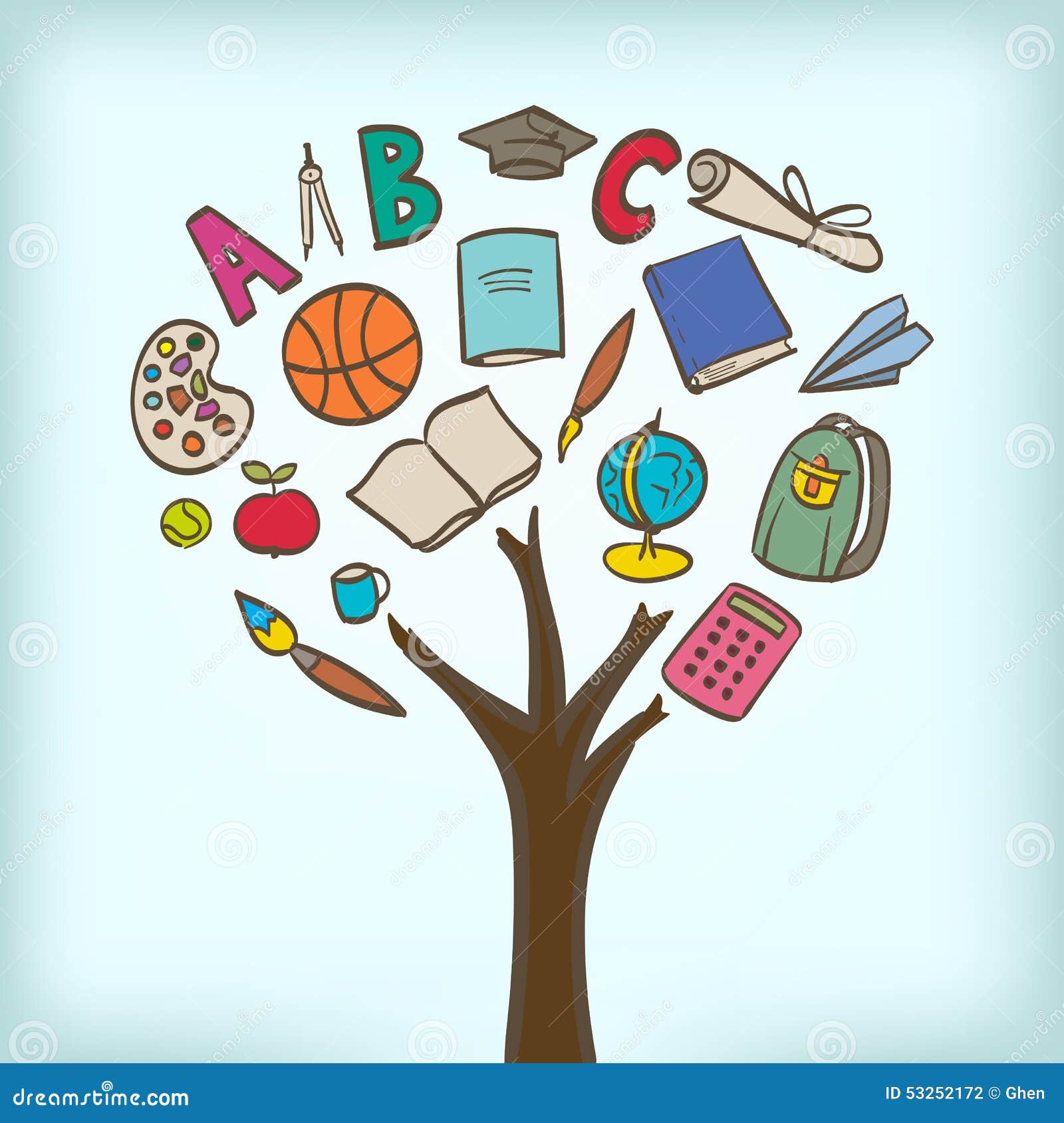 Abstract Tree with School Utensils Stock Vector - Illustration of ...