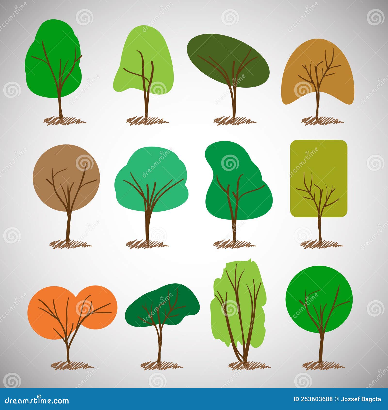 Abstract Tree Silhouettes Collection Clipart Stock Vector ...