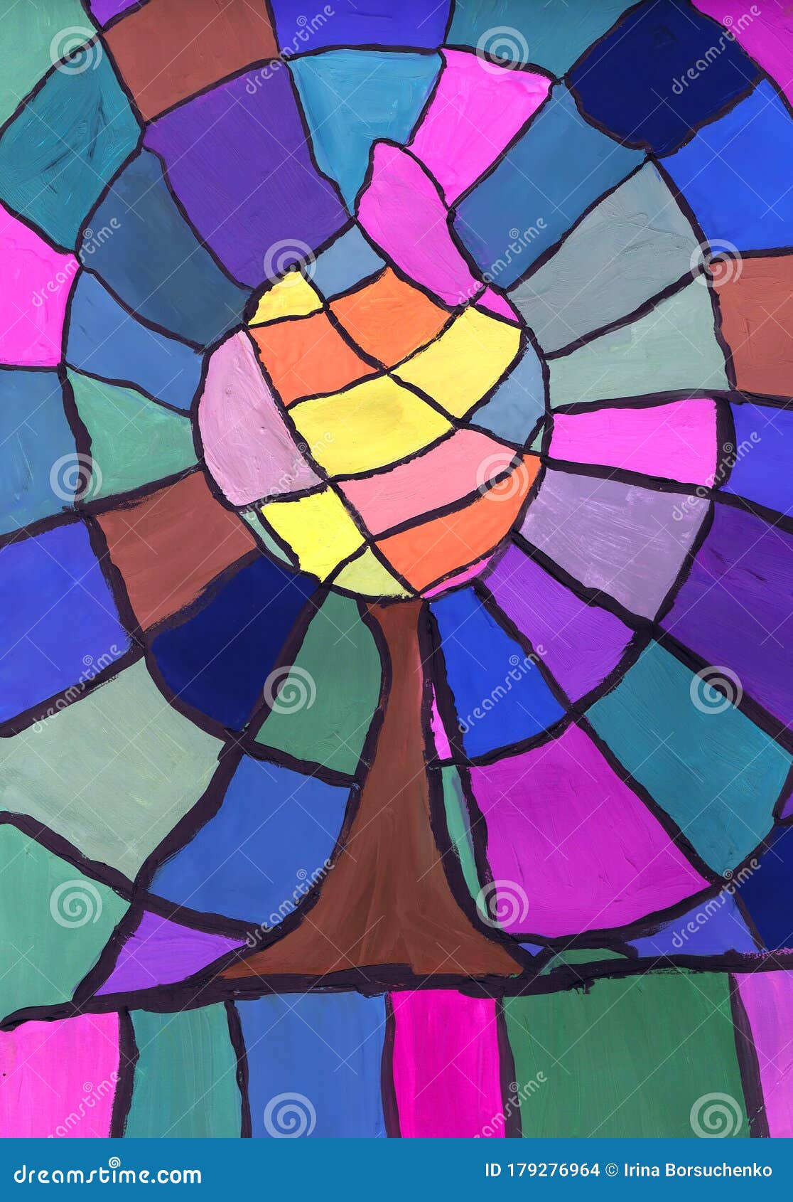 Abstract Tree. a Sketch of a Stained Glass Window Stock Illustration ...