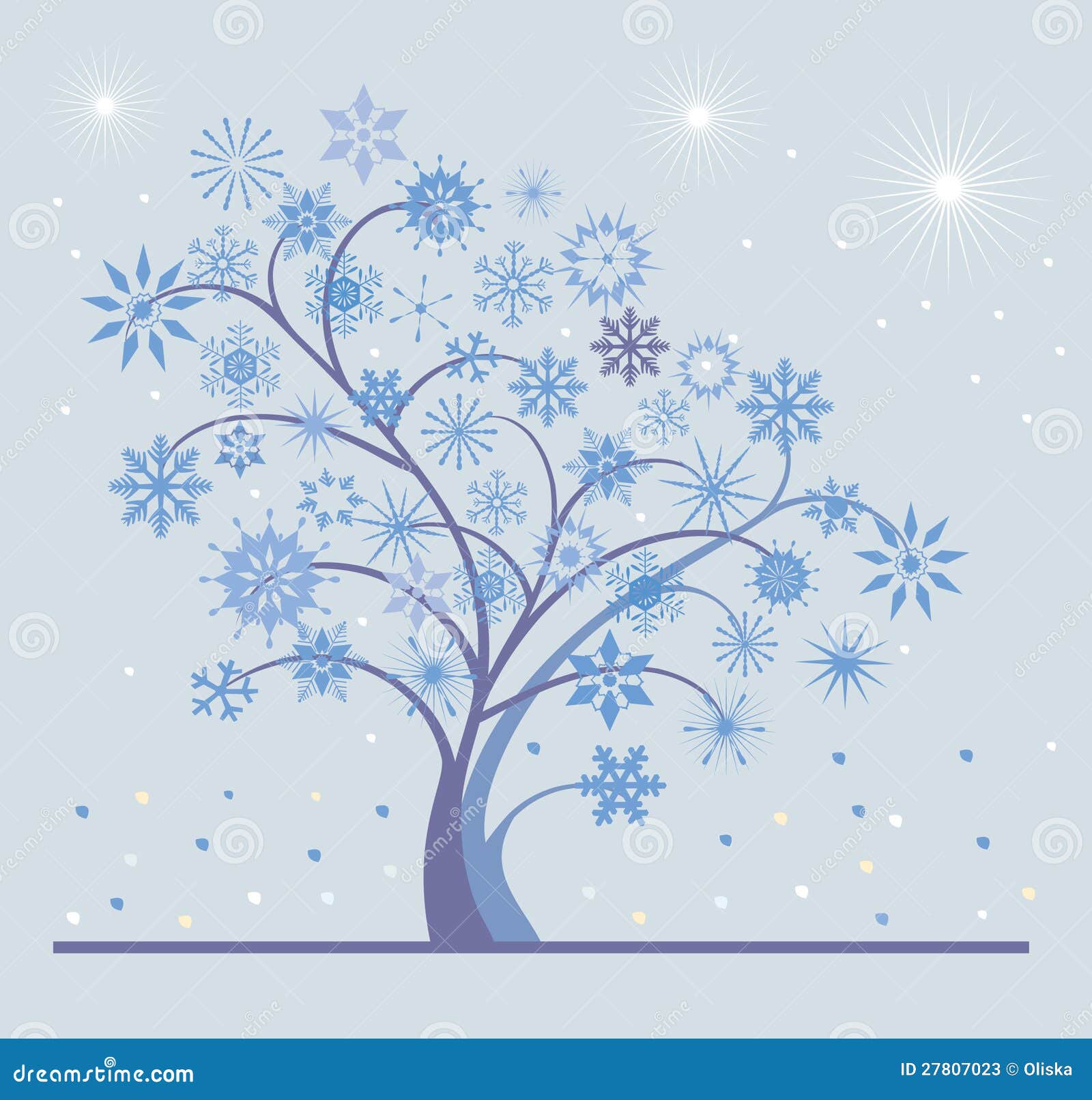 Abstract Tree with Snowflakes Stock Vector - Illustration of tree ...