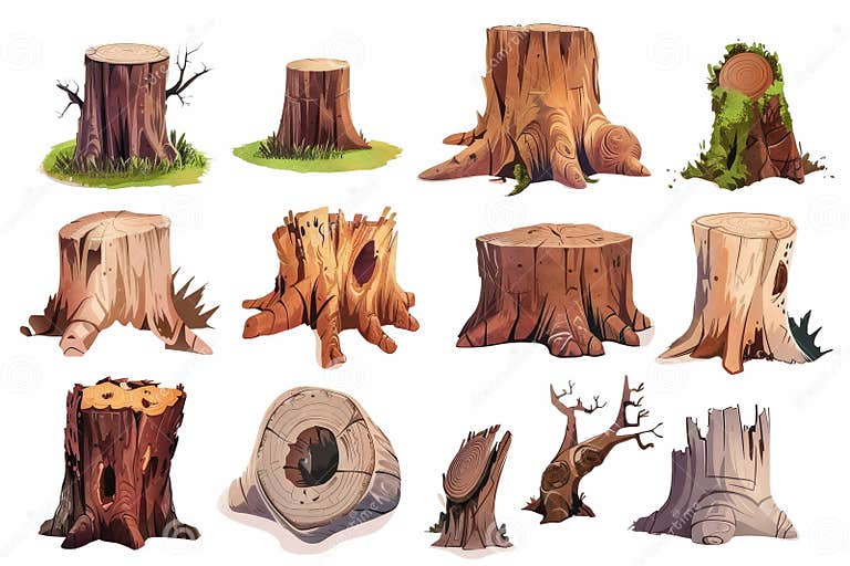 Abstract Tree Stumps: Different Tree Stump Profiles, Each Showcasing ...
