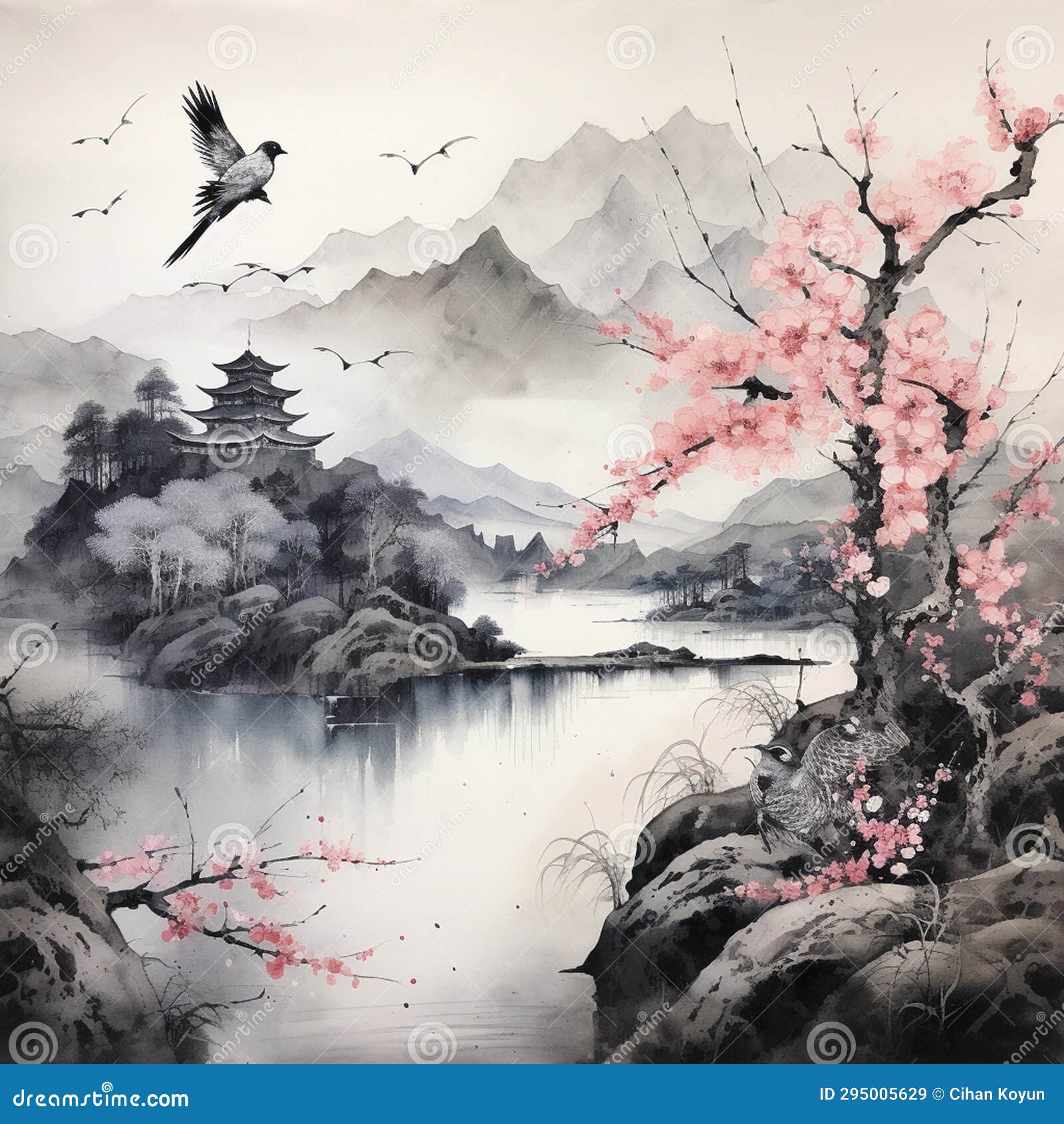 Abstract Tree Sumi-e Ink Painting Stock Illustration - Illustration of ...