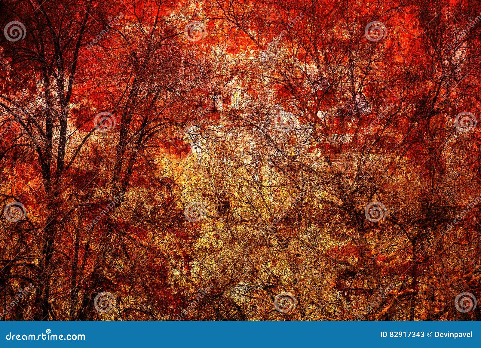 Abstract Trees on a Bright Red Background Stock Image - Image of forest ...