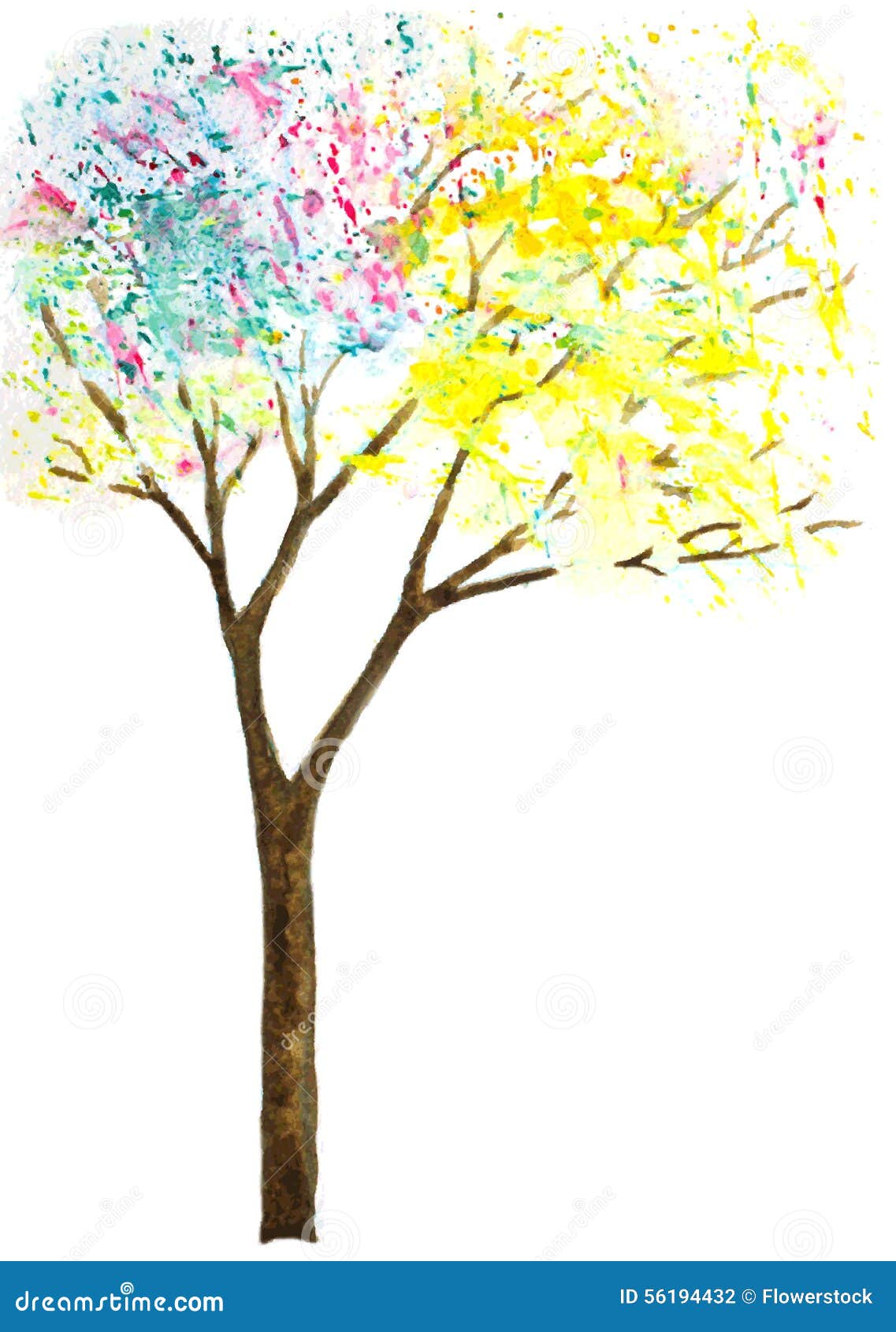 Abstract Trees with Leaves Made of Splashes. Watercolor I Stock Vector ...