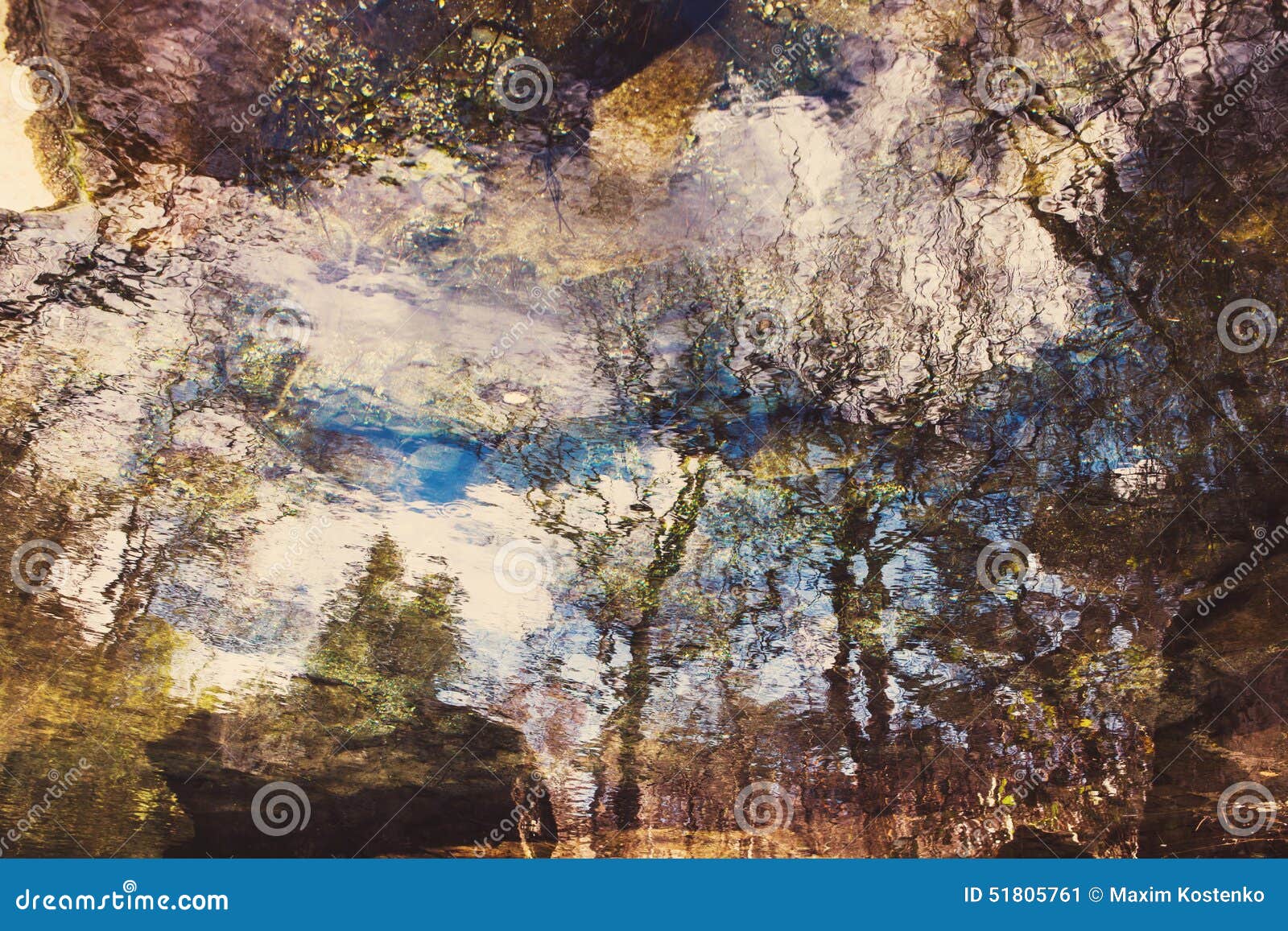 Abstract Trees Reflection on Rippled Water Stock Image - Image of ...