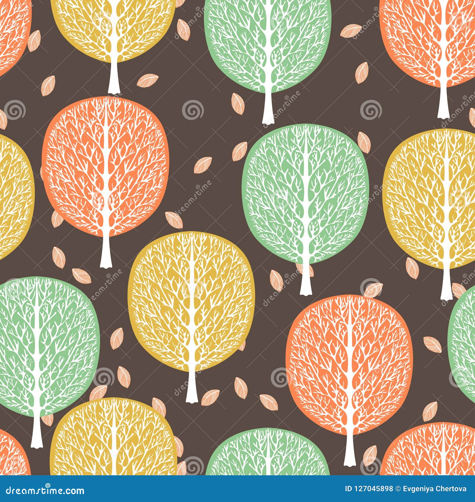 Abstract Trees Seamless Pattern, Vector Illustration, Stylized Forest ...