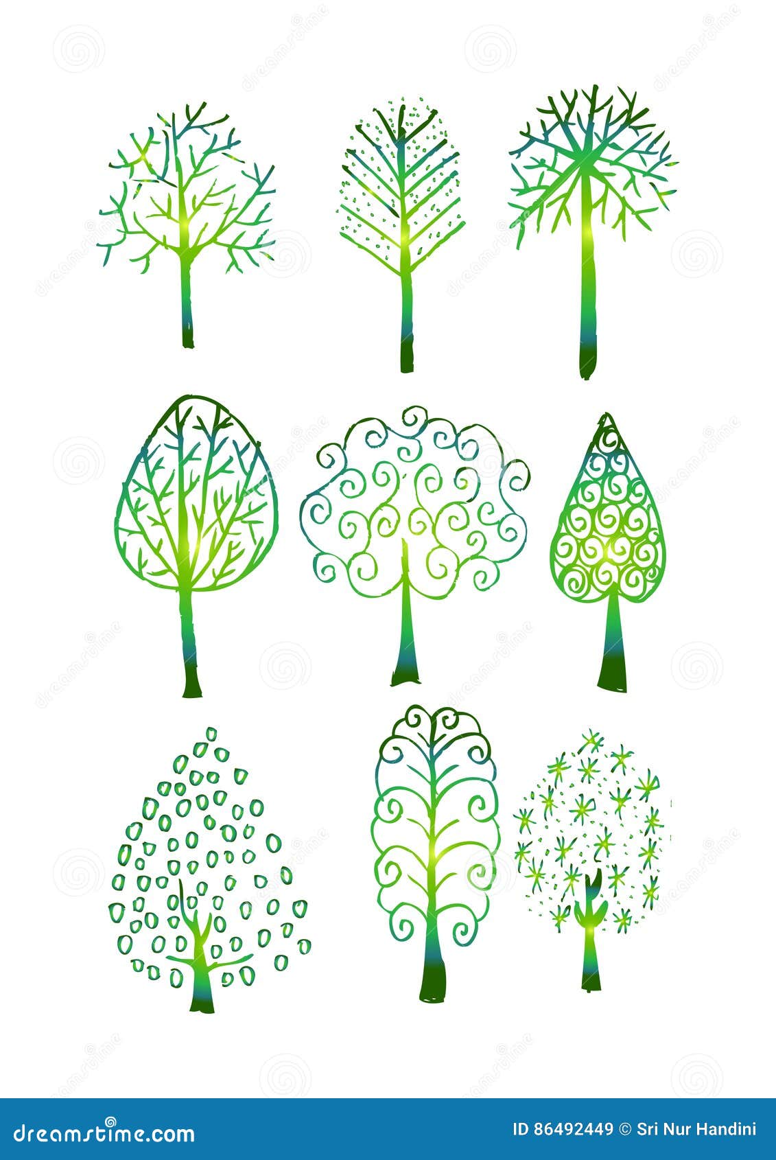 Abstract trees set stock illustration. Illustration of abstract - 86492449