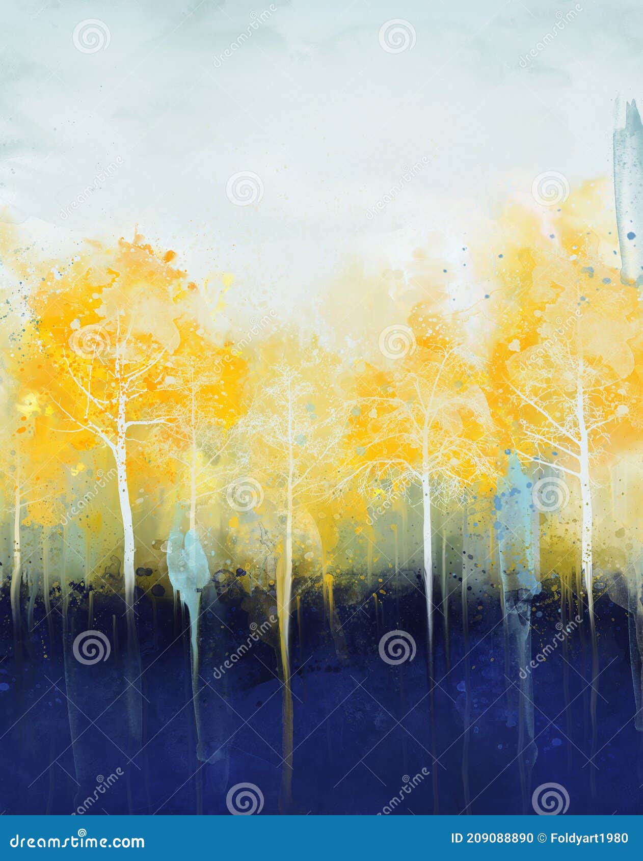 Abstract Trees with Splashes Stock Illustration - Illustration of ...