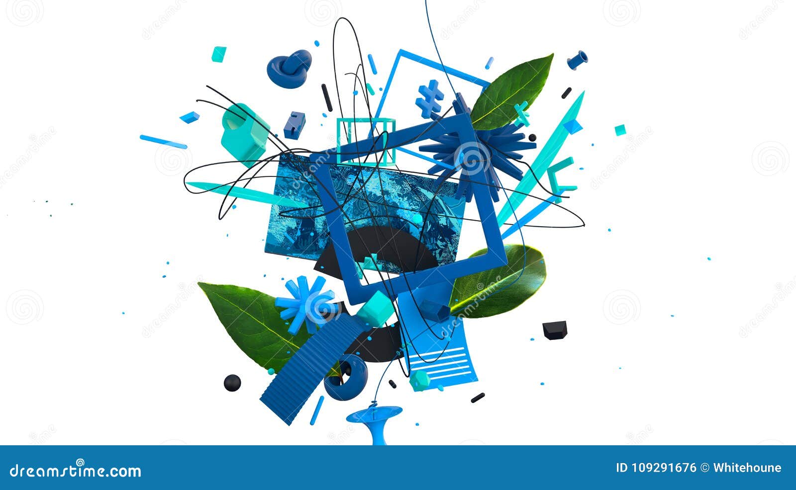 Abstract Trendy Background with Strange Objects and Shapes Stock ...