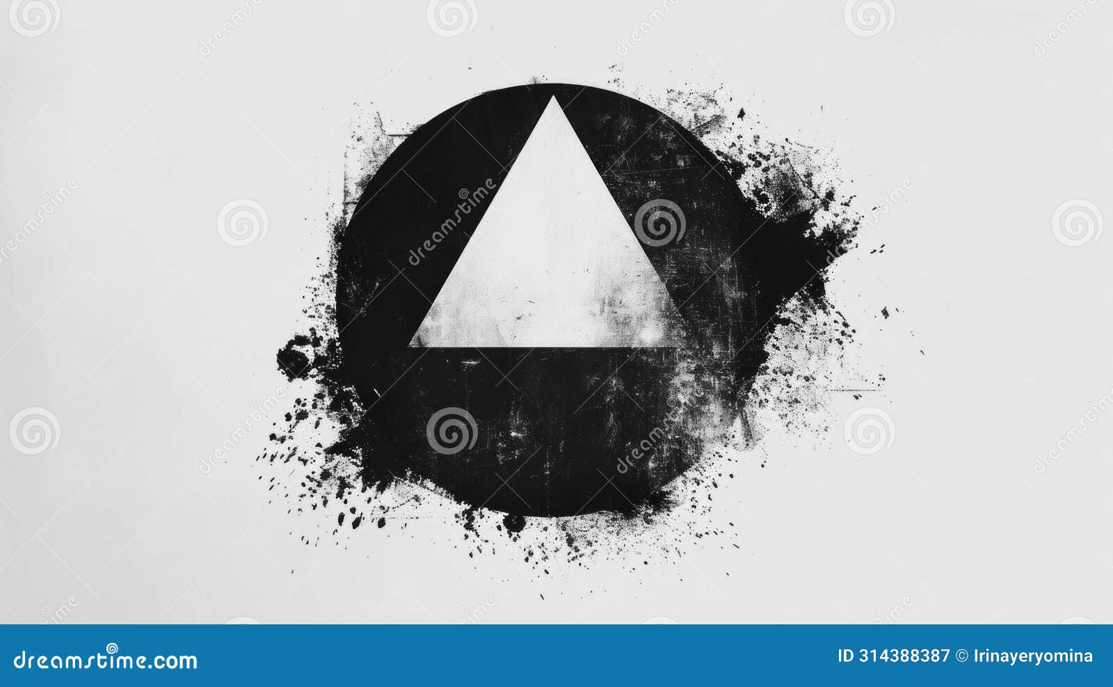 Abstract Triangle with Black Circular Background and Splatter Stock ...
