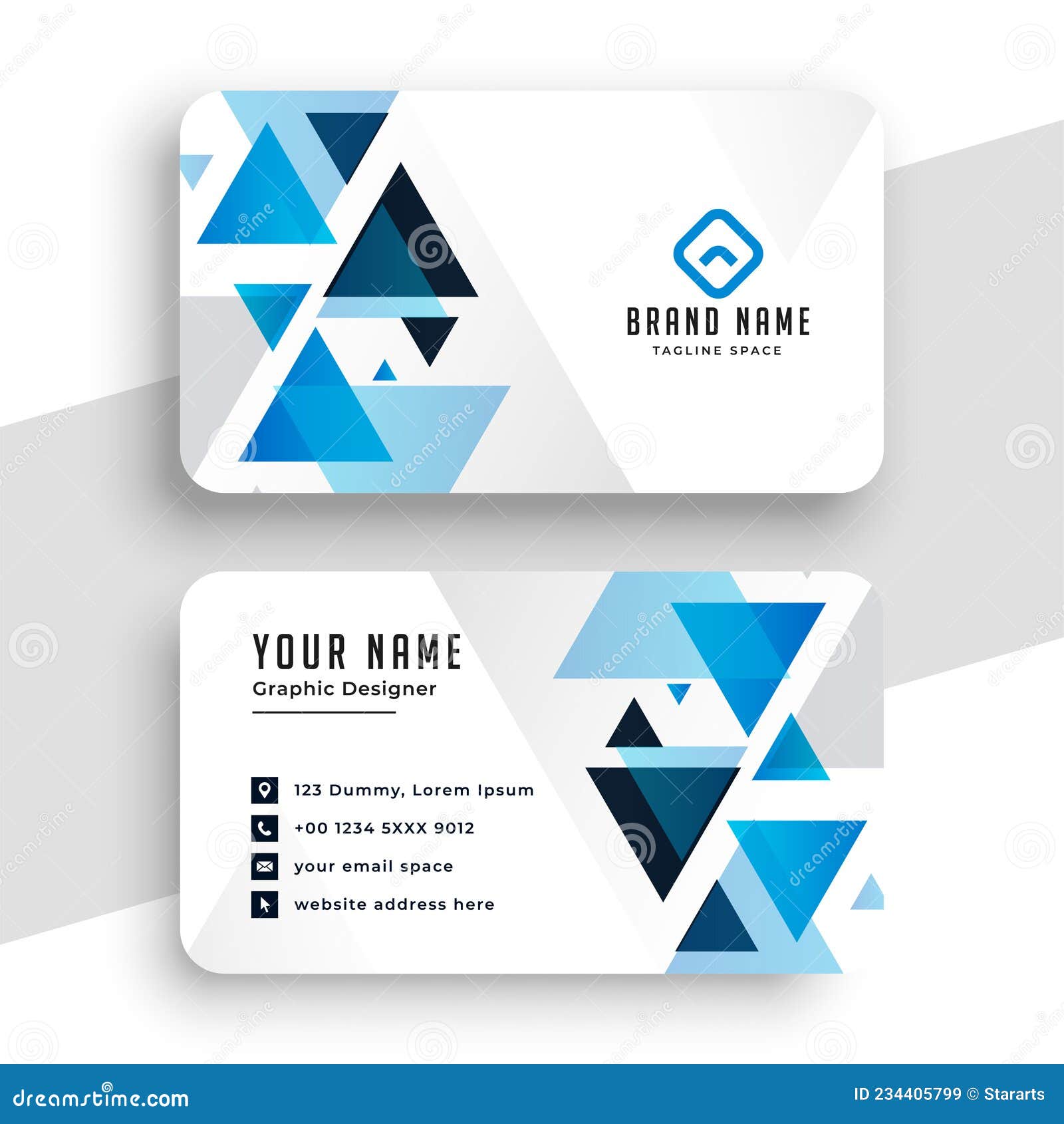 Abstract Triangle Blue Modern Business Card Design Stock Vector ...