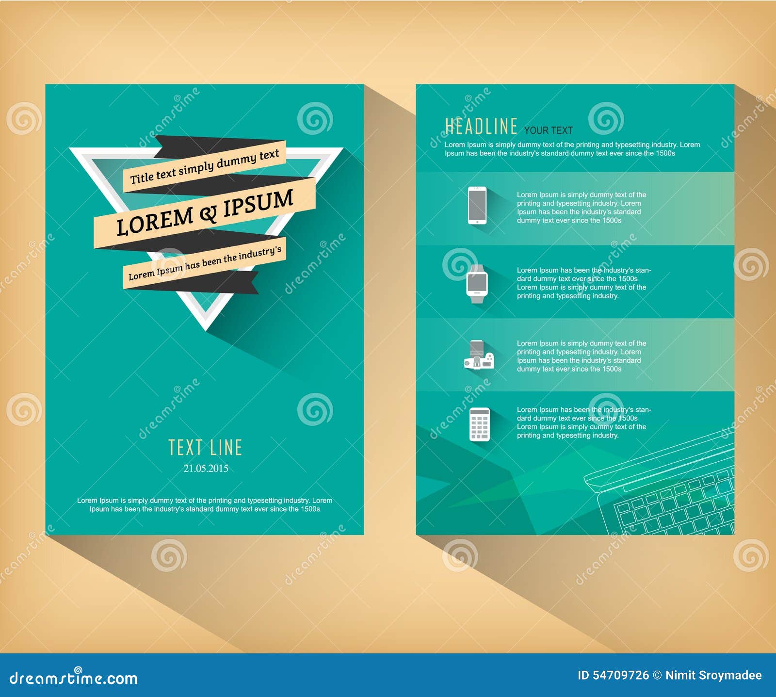 Abstract Triangle Brochure Flat Design Template Stock Vector ...