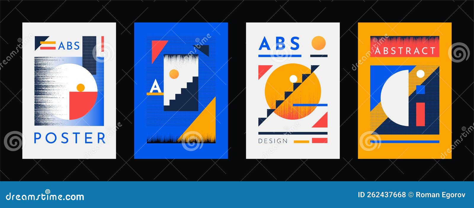 Abstract Triangle Collages, Bauhaus Style Posters, Constructivism Art ...