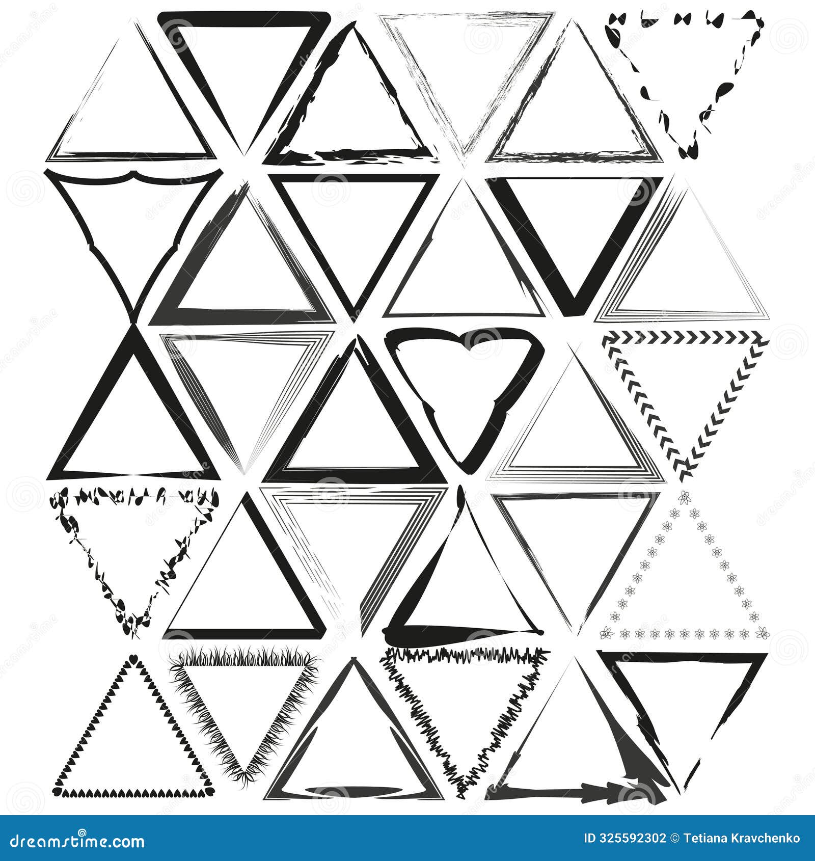 Abstract Triangle Collection. Geometric Black Outlines. Creative Frame ...