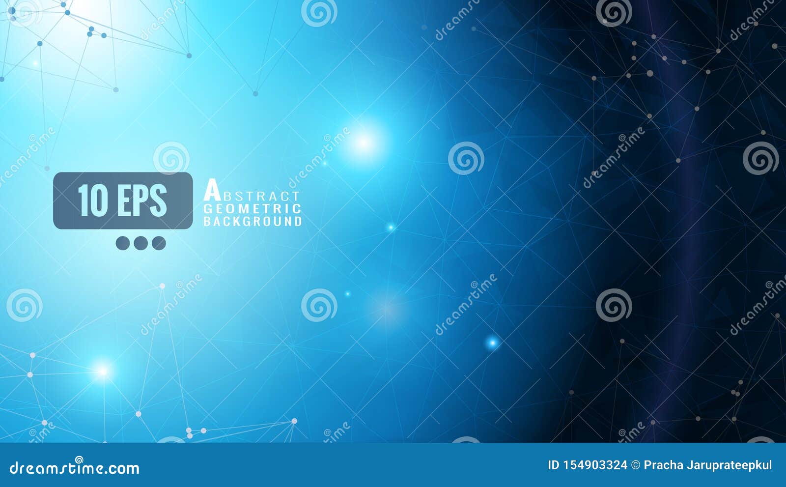 Abstract Triangle with Connected Dots on Blue Space BG Stock Vector ...