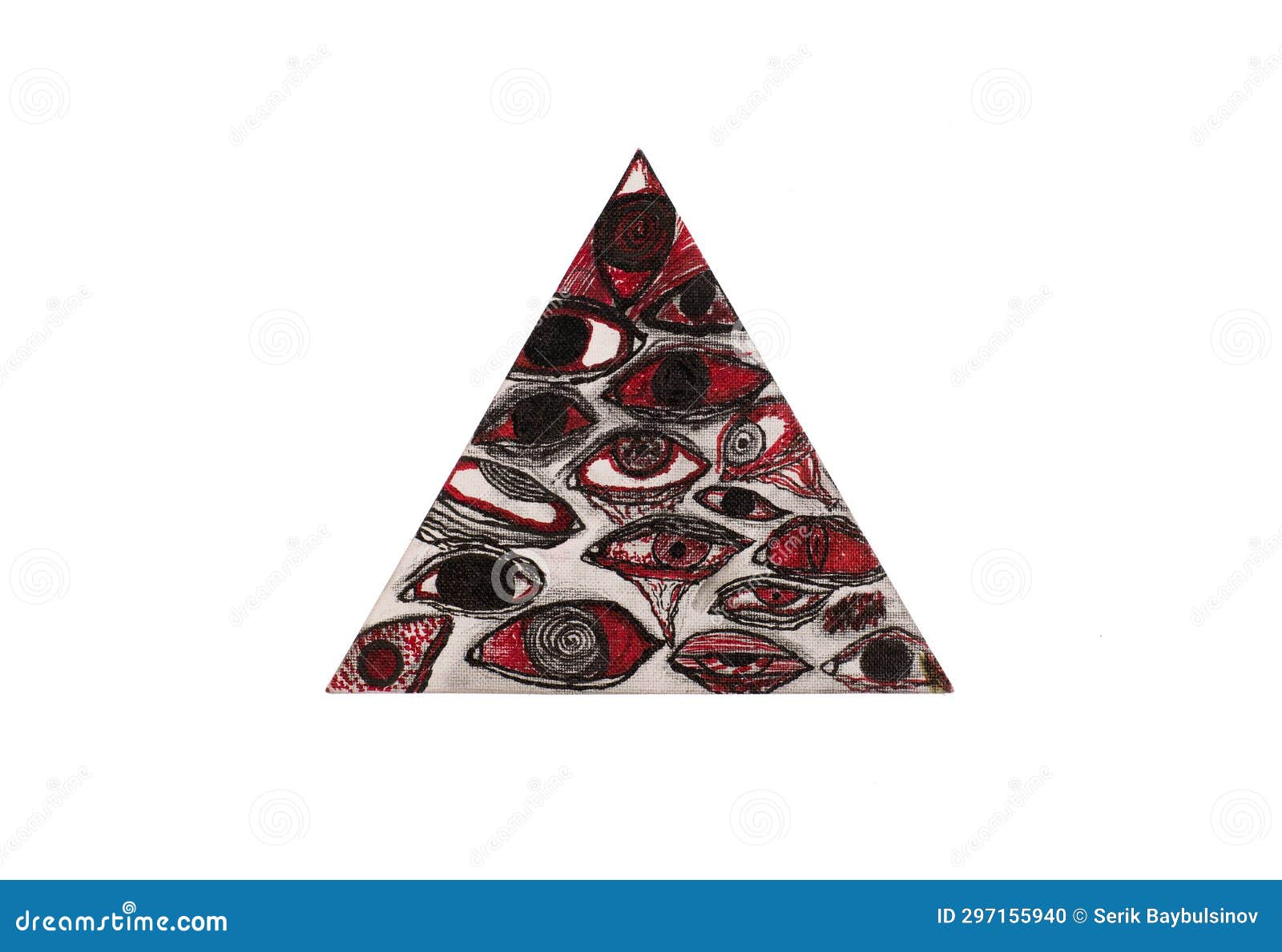 Abstract Triangle with Drawings of Eyes Isolated on Black Stock Photo ...