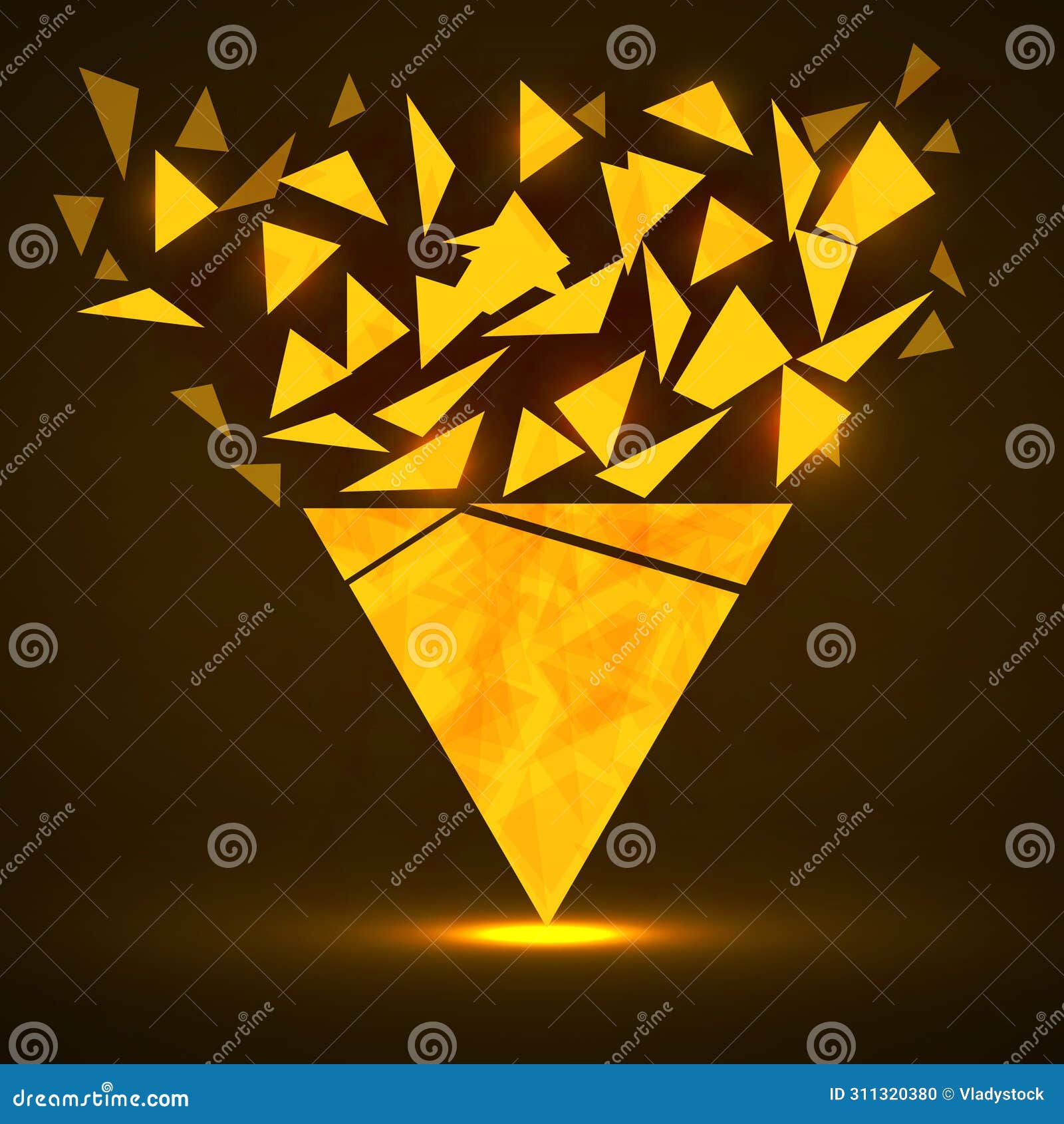 Abstract Triangle with Explosion on Small Splinters, Geometric Shape ...