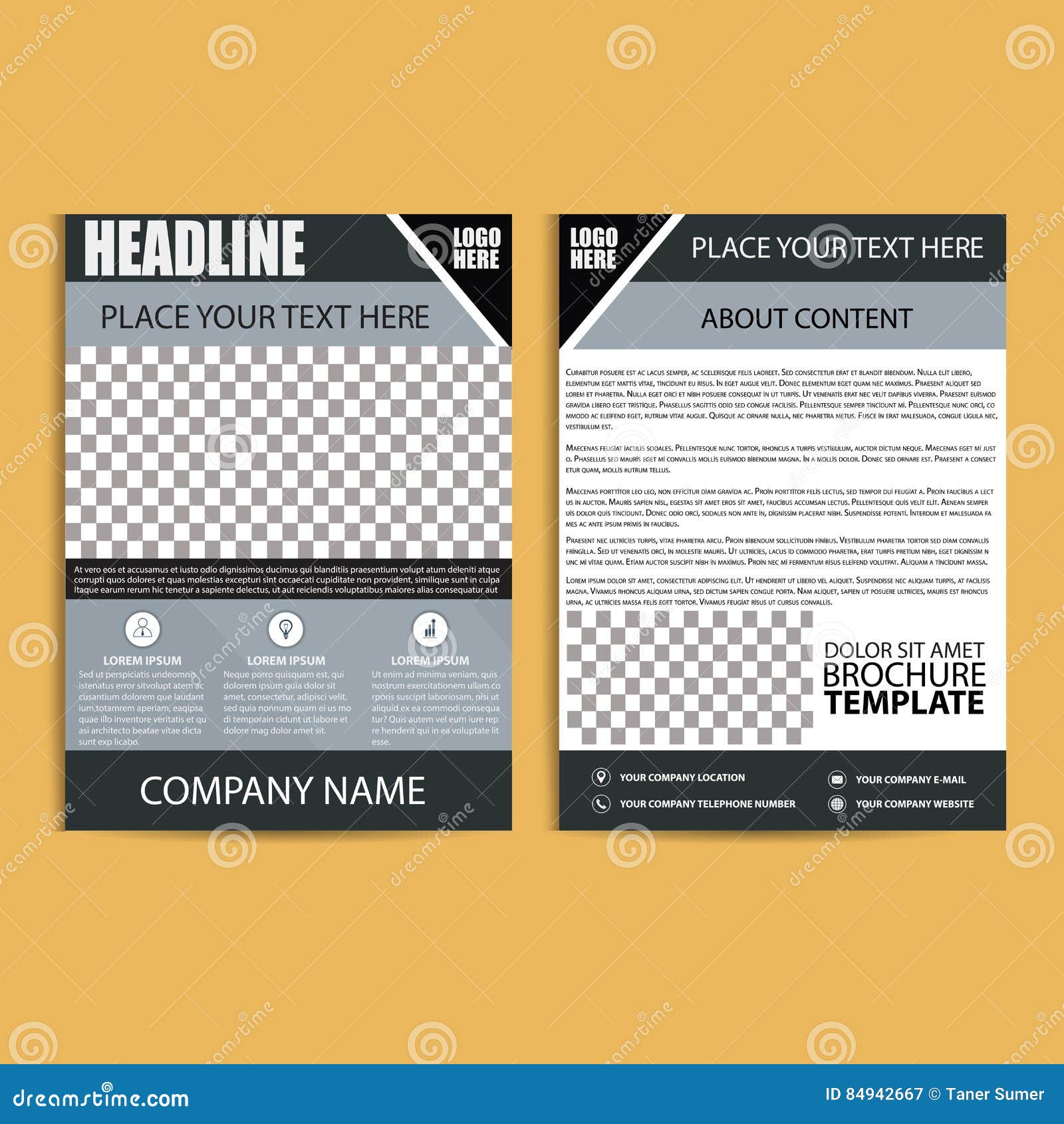 Abstract Triangle Flyer Design Template with Orange Background Stock ...