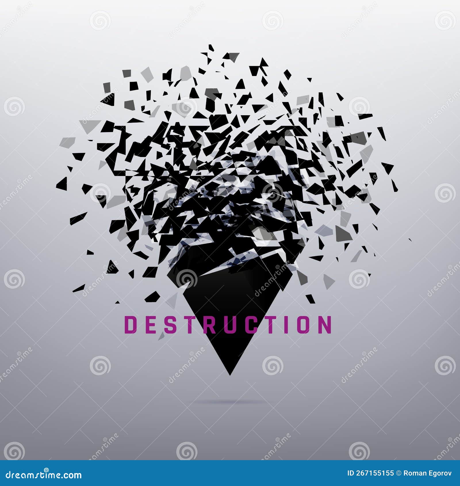 Abstract Triangle Fragments. Broken Glass Shatters. Scatter Particle ...