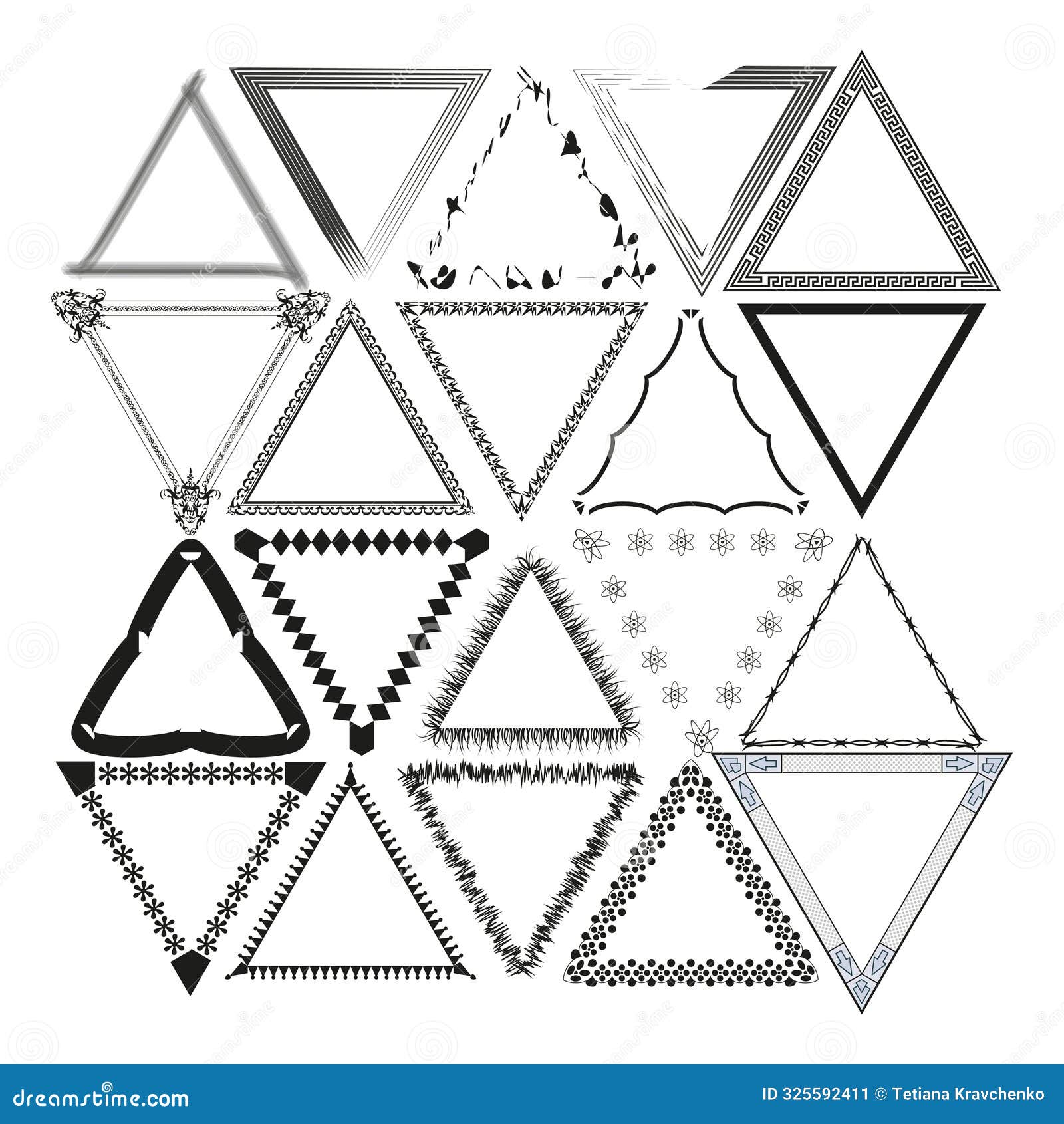 Abstract Triangle Frames. Geometric Border Designs. Decorative Line Art ...
