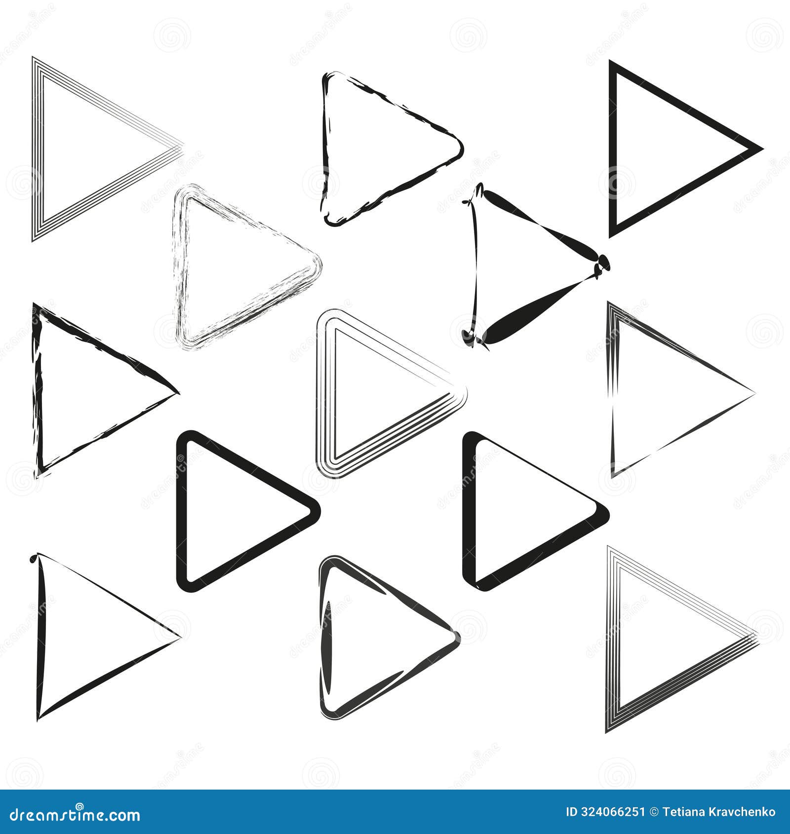 Abstract Triangle Frames. Grunge Geometric Borders. Diverse Textured ...