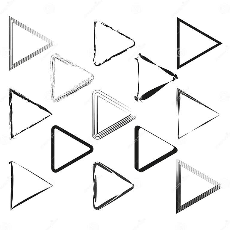 Abstract Triangle Frames. Grunge Geometric Borders. Diverse Textured ...