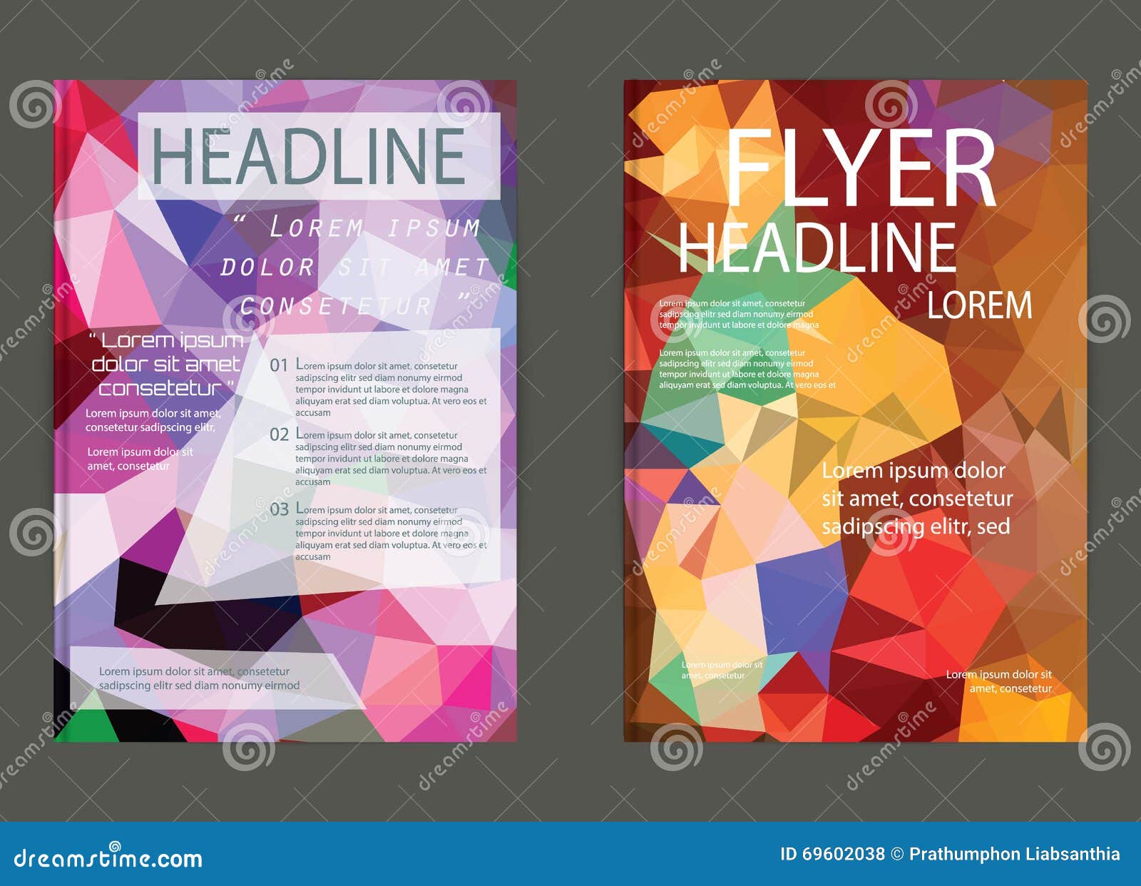Abstract Triangle Geometric Vector Brochure Template. Flyer Layout ...