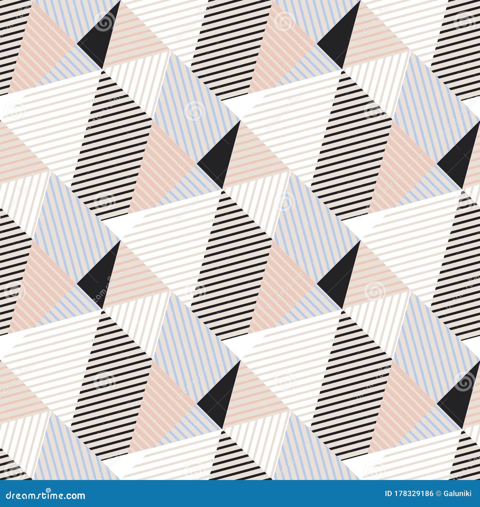 Abstract Triangle Geometry, Stripes Seamless Pattern Stock Illustration ...
