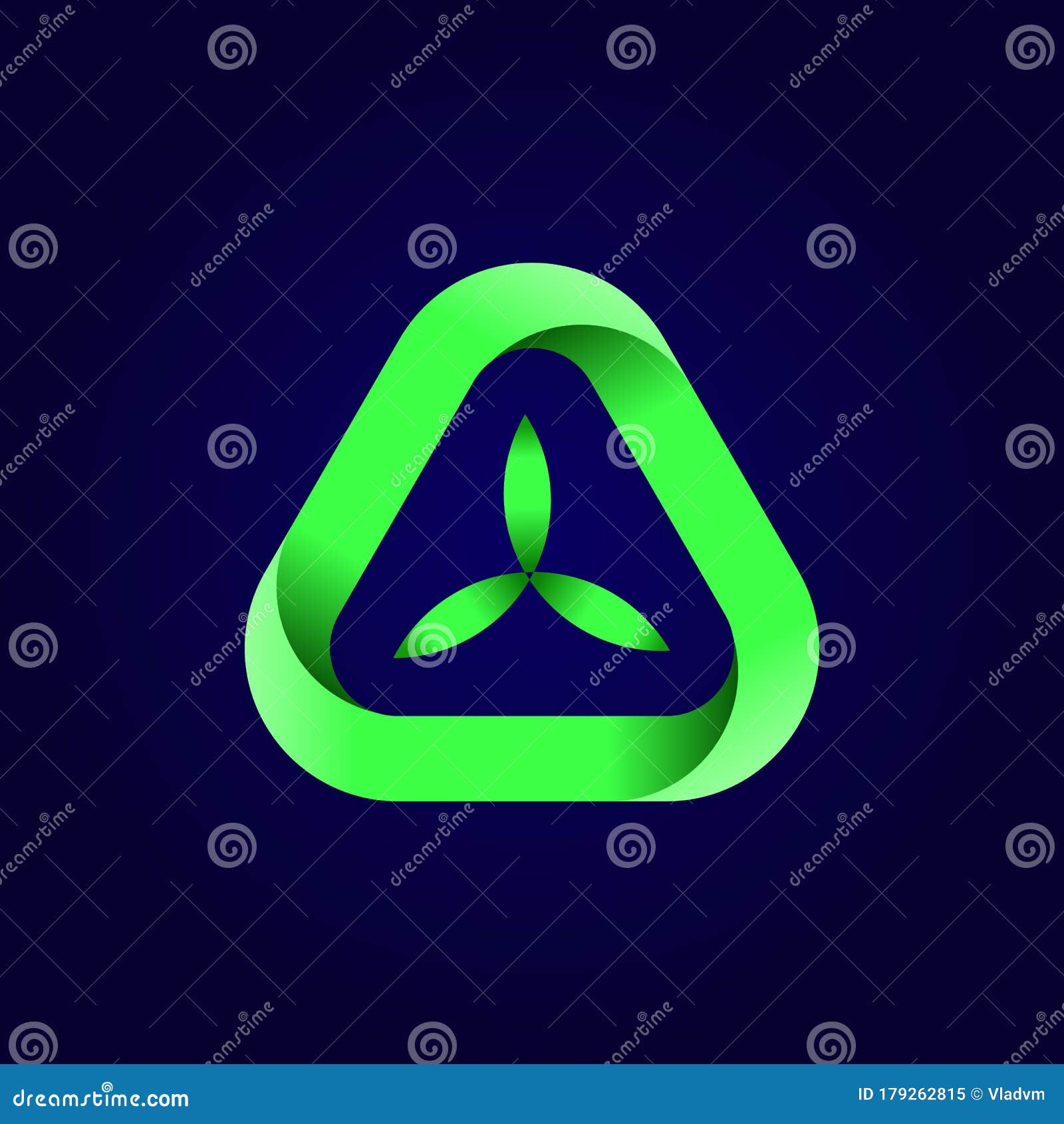 Abstract Triangle Green Leaf Logo. Green Triangular Eco Recycle Icon ...
