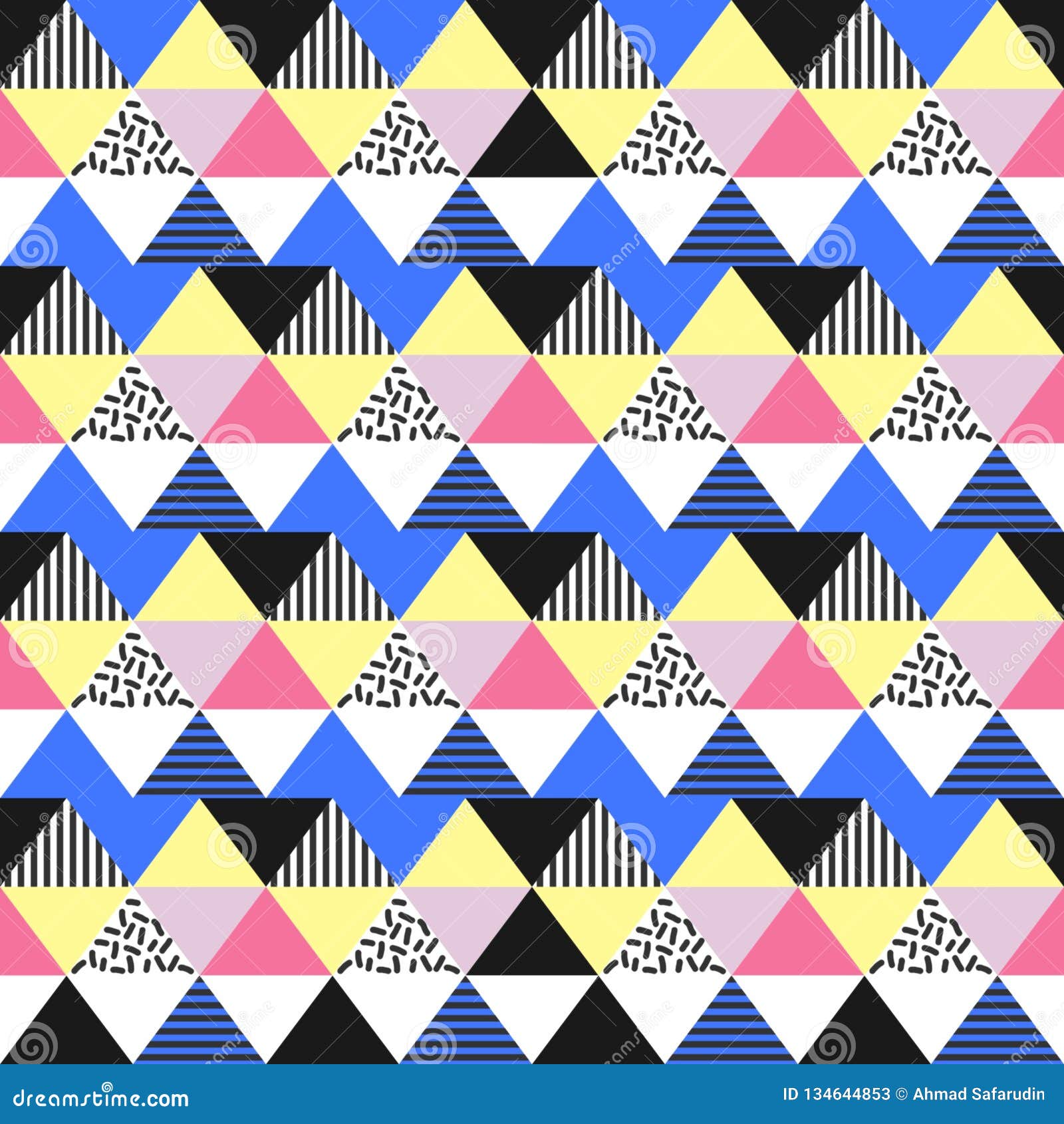 Abstract Memphis Geometric Triangle Seamless Pattern with Soft Colors ...