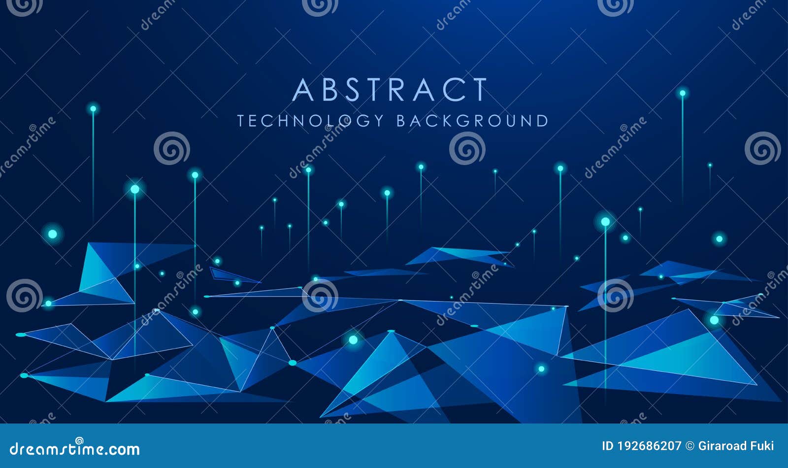 Abstract Triangle Particles Blue Background Stock Vector - Illustration ...