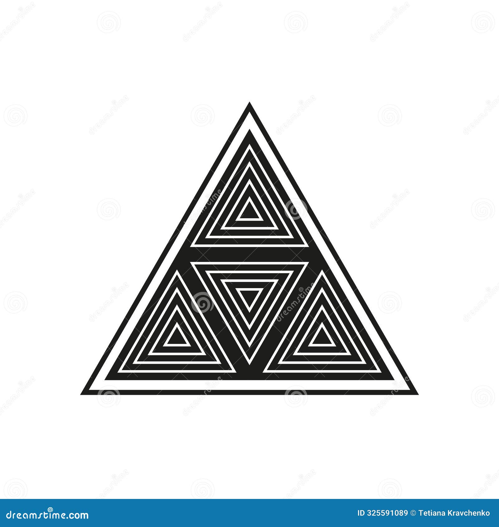 Abstract Triangle Pattern. Concentric Geometric Design. Black and White ...