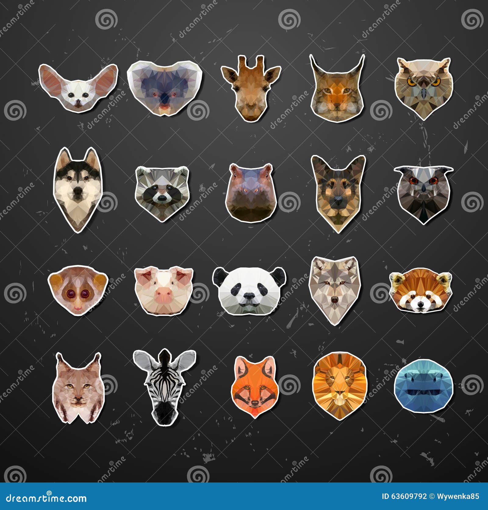 Abstract Triangle Polygonal Animal Set Stock Illustration ...